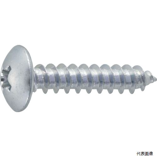 【特長】 ●頭部外径が大きい丸頭形状で、タップやナットを使用せず、下穴だけで締結ができる薄板鋼板用のねじです。 ●環境負荷の少ない三価クロメート品です。 【仕様】 ●寸法(mm)d：M4 ●寸法(mm)L：16 ●頭部径(mm)：8 ●適合...