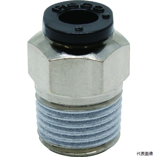 【特長】 ●スタンダードタイプに比べ、容積比40％の小型化に成功したワンタッチ継手です。 ●開放リングを楕円形状にすることで、超小型にもかかわらずチューブの脱着が簡単です。 ●適合チューブ外径(mm)：4 ●接続口径：R1/8 ●六角対辺(...