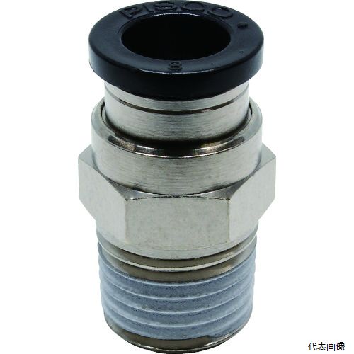 【特長】 ●機種により取付け後、チューブの取出角度が変えられます。 ●条件により、水を流すことも可能です。 ●機種を豊富に取り揃え、あらゆる空気圧配管に対応します。 ●適合チューブ外径(mm)：8 ●接続口径：R1/4 ●六角対辺(mm)：...