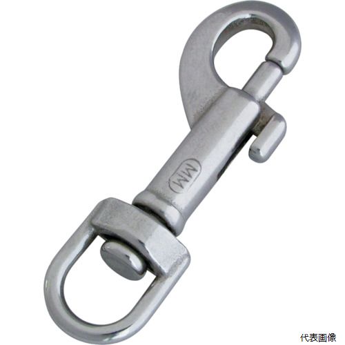 【特長】 ●アイの部分が回転するので連結した時にからみません。 ●ワンタッチで開くので手軽にジョイントできます。 【用途】 ●チェーン・ワイヤロープの連結金具として。 【仕様】 ●使用荷重(kN)：0.29 ●D(mm)：4.0 ●L(mm...