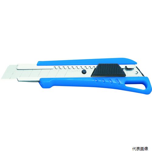 【特長】 ●オートロック式(ロック力25キロ)です。 ●頑丈な0.8mm厚ブレードホルダーを採用しています。 ●ボディ内に2枚の替刃を内蔵できます。 ●強力な引き手力を掛けられるグリップデザインを採用しています。 【用途】 ●超厚物切断用カ...
