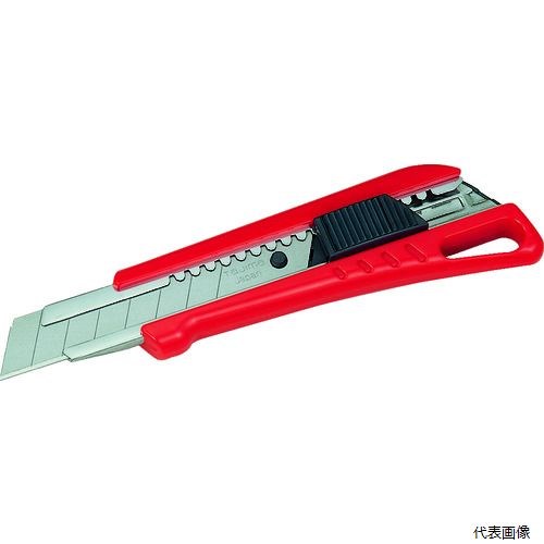 【特長】 ●オートロック式(ロック力25キロ)です。 ●頑丈な0.8mm厚ブレードホルダーを採用しています。 ●ボディ内に2枚の替刃を内蔵できます。 ●強力な引き手力を掛けられるグリップデザインを採用しています。 【用途】 ●超厚物切断用カ...