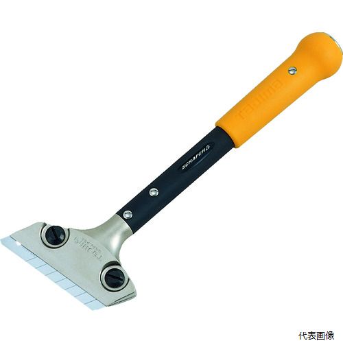 【特長】 ●ブレード固定に3本のダブルねじを採用、激しい仕事にも対応する替刃式スクレーパーです。 ●ブレード交換時、脱落による事故を防ぐセーフティーばねを採用しました。 ●ハンマーで叩ける鋼製グリップエンドを装着しています。 ●替刃はカッタ...