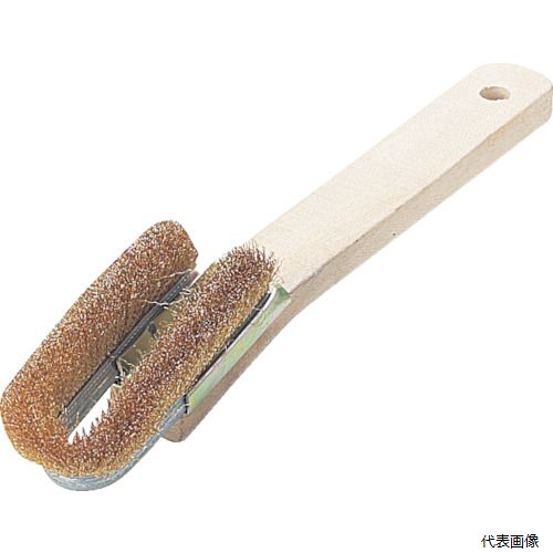 【特長】 ●6U型の2行タイプです。 【用途】 ●研磨、バリ取りなど。 【仕様】 ●毛材：真鍮線 ●行数(行)：2 ●線径(mm)：0.15 ●植付(mm)：75 ●毛丈(mm)：15 ●全長(mm)：230 ●厚さ(mm)：22 ●柄幅(...