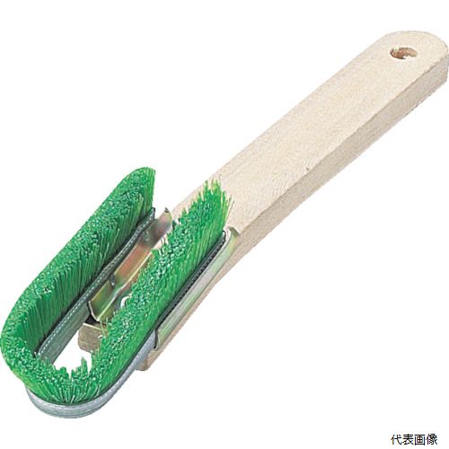 【特長】 ●6U型の2行タイプです。 【用途】 ●研磨、バリ取りなど。 【仕様】 ●毛材：66ナイロン ●行数(行)：2 ●線径(mm)：0.30 ●植付(mm)：75 ●毛丈(mm)：15 ●全長(mm)：230 ●厚さ(mm)：22 ●...