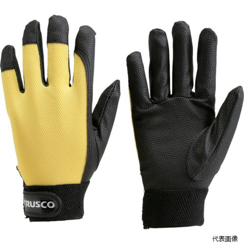 【特長】 ●革より柔らかい新素材を使用しています。 ●柔軟性・通気性・透湿性に優れ、耐久性にも優れています。 ●エンボス加工を施し、グリップ性能に優れています。 【用途】 ●内装工事、建築土木、重機運転に。 【仕様】 ●色：イエロー ●サイ...
