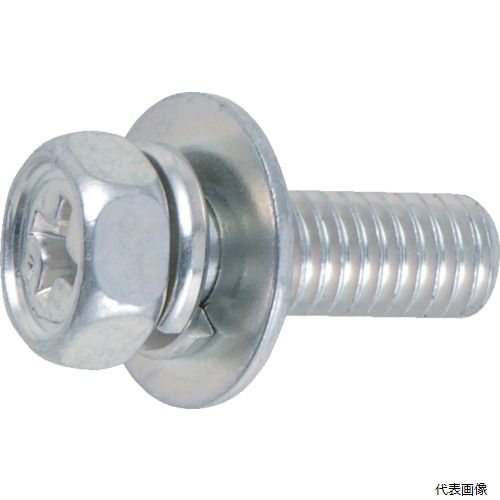 【特長】 ●ワッシャー、スプリングワッシャーをセットする手間が省けます。 【仕様】 ●寸法(mm)d：M6 ●寸法(mm)L：30 ●ねじピッチ(mm)：1 ●ばね座金外径(mm)：11.5 ●ばね座金厚さ(mm)：1.5 ●平座金外径(m...