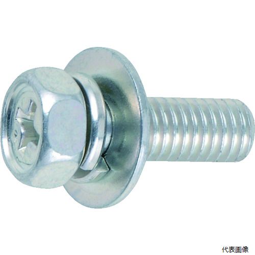 【特長】 ●ワッシャー、スプリングワッシャーをセットする手間が省けます。 【仕様】 ●寸法(mm)d：M5 ●寸法(mm)L：8 ●ねじピッチ(mm)：0.8 ●ばね座金外径(mm)：8.5 ●ばね座金厚さ(mm)：1.3 ●平座金外径(m...