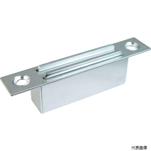 【特長】 ●耐久性が高い埋め込み型マグネットキャッチです。 【仕様】 ●全長(mm)：80 ●吸着力(N)：90 ●色：シルバー ●本体取付穴寸法(mm)：5 ●埋込型 【材質／仕上】 ●本体：アルミニウム ●マグネットの種類：異方性ゴム砥...