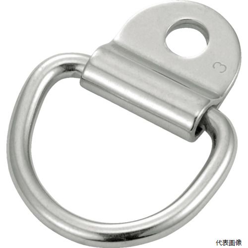 【特長】 ●リング部分が倒れるので、使用しない時は倒すと邪魔になりません。 ●使用時には簡単にロープ・ワイヤ・チェーンなどを通すことができます。 【用途】 ●テントロープの端末処理、懸垂幕などの細物ワイヤ・ロープなどの受け金具として。 【仕...