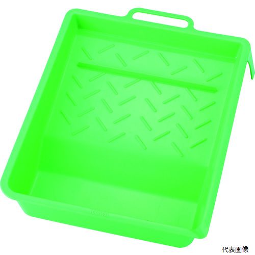 【特長】 ●PP製のローラー皿で一般的によく使用されています。 ●誰にでも使いやすい塗料皿です。 【用途】 ●水性、油性塗料、ニス、接着剤などの小分け。 【仕様】 ●適合ローラー(インチ)：7まで ●長さ(mm)：410 ●幅(mm)：24...