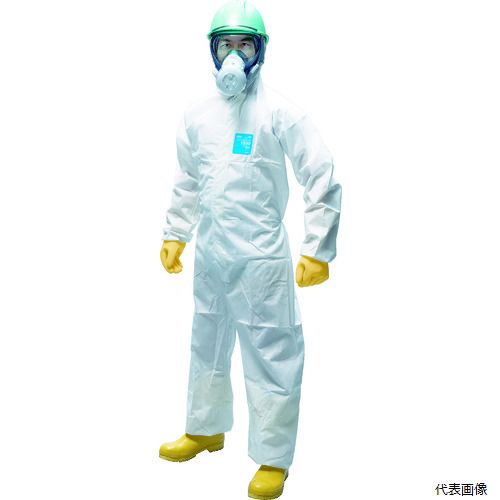 【特長】 ●優れた防じん性能を有します。 ●帯電しにくい生地を使用し、通気性に優れています。 ●フード・袖口・胴回り・足首部分はゴム紐入りです。 ●ファスナー部を防護するフラップ付きです。 ●ファスナーのスライダー（つまみ）が2個付きで、上...