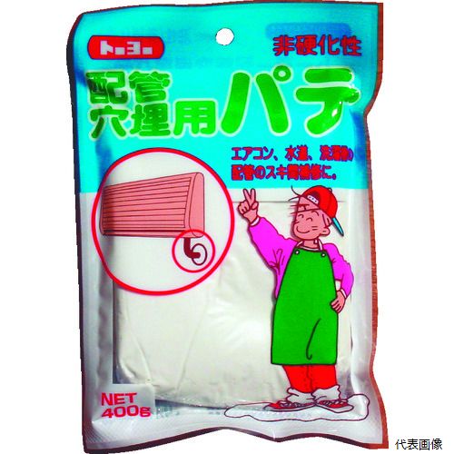 【特長】 ●作業後すぐに使用でき、手につきにくく、物によくつきます。 【用途】 ●エアコンの配管取付部のすき間や充填穴埋めに。 【仕様】 ●色：白 ●容量(g)：400 ●施工面積：13cm×13cm(1cm厚) ●非硬化 ●作業時間：その...