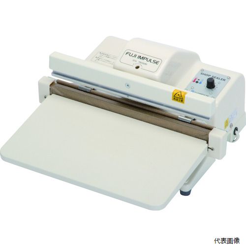 【特長】 ●両手で袋を持ったまま、軽くテーブルを押し下げるだけで強加圧力が加えられ丈夫で美しいシールができます。 ●店頭での個包装に最適です。 【仕様】 ●シール幅(mm)：2/5 ●シール長さ(mm)：300 ●電源(V)：100 ●消費...