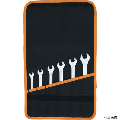 【特長】 ●鍛造品で強いです。 ●JIS規格品に比べ長く、スパナ部・めがね部ともに同じ厚さです。 ●めがね柄部の曲がり角度15°です。 【用途】 ●狭い所でのダブルナットの締め付けなど。 【仕様】 ●セット内容(mm)：8、10、12、13...