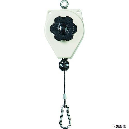 【特長】 ●軽量でコンパクトです。 ●スプリングの調整が容易です。 ●ナイロン繊維ロープで丈夫です。 【用途】 ●電動ドライバーなどの吊り下げに。 ●各種給電用コンセントの吊り下げに。 【仕様】 ●容量(kg)：0.5〜1.0 ●ストローク...