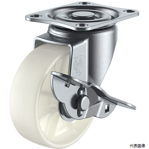 【特長】 ●走行性、耐荷重性を備えた小型キャスターです。 【用途】 ●台車や家具、什器に。 【仕様】 ●許容荷重(daN)：70 ●許容荷重(kgf)：71.4 ●車輪径D(mm)：65 ●車輪幅(mm)：25 ●取付高H(mm)：85 ●...