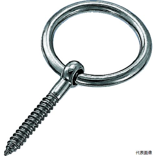 【特長】 ●スクリュー加工で、木材に直接ねじ込み可能です。 【用途】 ●木製の壁面・床面・柱などに設置し、チェーン・ワイヤ・ロープの端末金具として。 【仕様】 ●使用荷重(kN)：0.29 ●D(mm)：5 ●L(mm)：30 ●H(mm)...