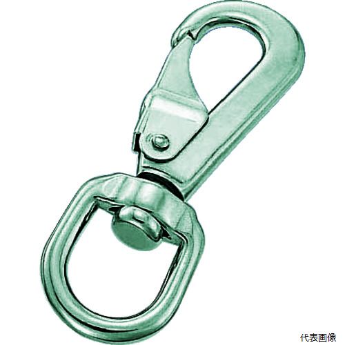 【特長】 ●アイの部分が回転するので、チェーンなどのよりとりになります。 ●スプリングフックで手軽に開閉作業ができます。 【用途】 ●チェーン・ワイヤ・ロープなどの連結や、端末の金具のジョイントに。 ●連結金具として。 【仕様】 ●使用荷重...