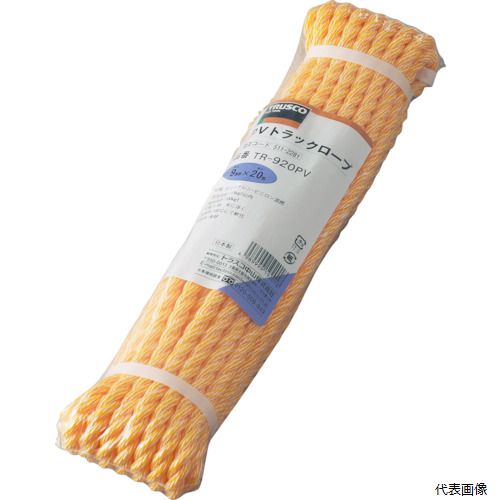 【特長】 ●両端アイスプライス加工（アイ加工）を施しています。 ●強く、軽く、作業性の良いトラックロープです。 【用途】 ●トラックの荷締め。 ●覆いの固定用。 ●結束。 【仕様】 ●色：黄 ●線径(mm)：9 ●長さ(m)：10 ●包装形...