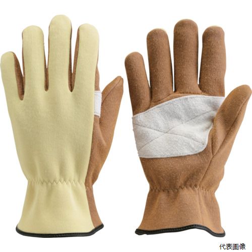 【特長】 ●手の甲部分にザイロンを使用しているため、耐切創性、耐久性に優れます。 ●ひら当て部を牛革で補強しています。 【用途】 ●ガラス、鉄鋼、機械、プレスなど。 【仕様】 ●色：ブラウン/イエロー ●サイズ：フリー ●全長(cm)：24...