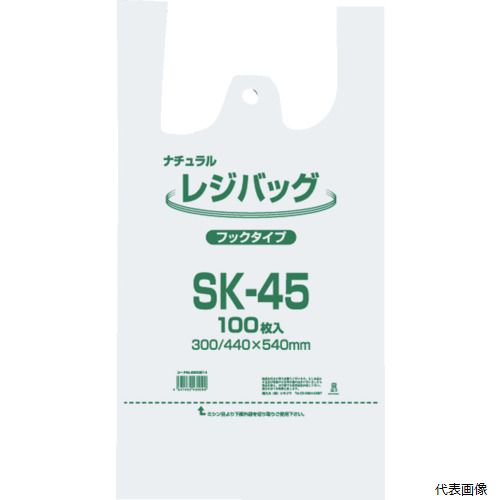 【特長】 ●お求めやすい半透明のレジ袋です。 ●マチ：70（×2）mm　ハンガータイプ 【仕様】 ●縦(mm)：540 ●横(mm)：440(300) ●厚さ(mm)：0.019 ●食品衛生法適合（ポジティブリスト適合） 【材質／仕上】 ●...