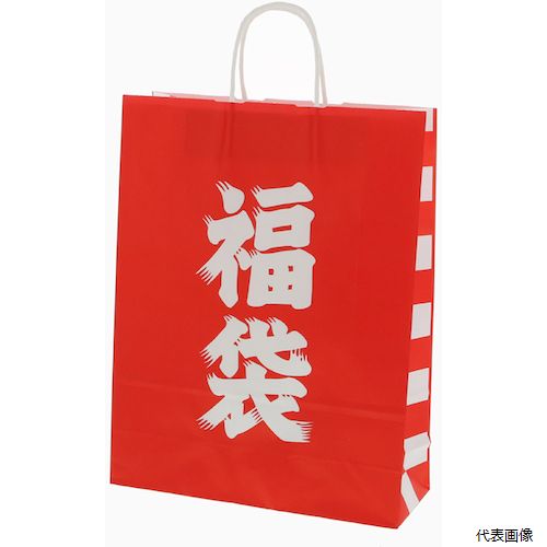 【特長】 ●マチの市松模様でおなじみの、定番の福袋です。 ●縦長のスタンダードサイズ。 ●手紐：丸紐白 ●入数：50枚 【仕様】 ●縦(mm)：410 ●横(mm)：320 ●マチ(mm)：115 【材質／仕上】 ●片艶クラフト紙100g ...