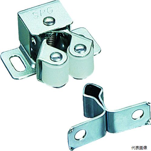 【特長】 ●ローラーには樹脂を使用しています。 【仕様】 ●全長(mm)：27 ●押込力(N/kgf)：11.6/1.2 ●引張力(N/kgf)：18.4/1.9 ●色：シルバー ●高さ(mm)：13.5 ●ねじ付 ●ビスピッチ(mm)：2...