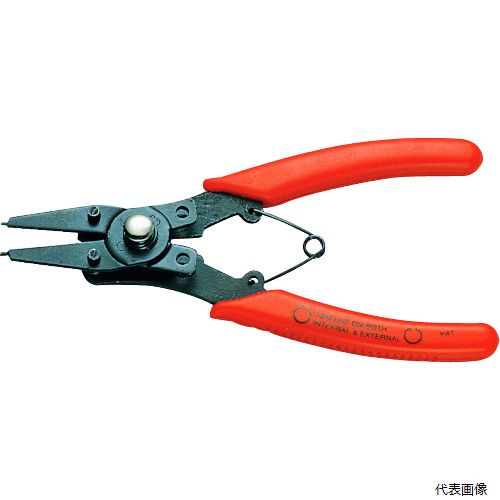【特長】 ●軸と穴兼用の一丁で2役が可能です。 【仕様】 ●リング使用範囲(mm)：10〜50 ●全長(mm)：150 ●爪形状：軸・穴兼用 ●モデル：軸穴兼用 ●ばね付 【材質／仕上】 ●低炭素鋼 ●先端：炭素鋼 ●グリップ：ポリ塩化ビニ...