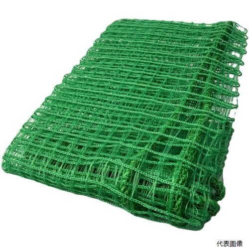 【特長】 ●ポリエチレン製なので、軽くて耐候性に優れています。 【用途】 ●荷崩れ防止、鳥獣防止など。 ●色：グリーン ●幅(m)：1 ●長さ(m)：3 ●目合(mm)：25 ●無結ネット(ラッセル織) ●周囲ロープ：6mm、糸径：縦約2....