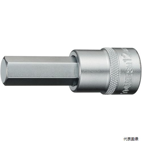 【特長】 ●ラチェットハンドルに差し込んで使用することにより、締め付けが素早く行えます。 【仕様】 ●差込角(mm)：9.5 ●対辺寸法(mm)：12 ●ビット長さ(mm)：33 ●全長(mm)：63 【材質／仕上】 ●構造用鋼 【入数】 ...