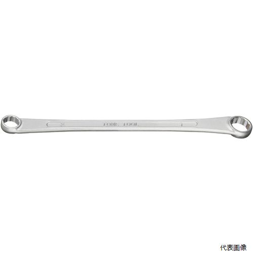【特長】 ●柄部の曲がり角度が15°と小さいので、高さ制限を受ける箇所の作業に最適です。 ●めがね部は12角です。 【仕様】 ●対辺寸法(mm)：14×17 ●全長(mm)：253 ●首角度(°)：15 ●柄部の曲がり角度15° 【材質／仕...
