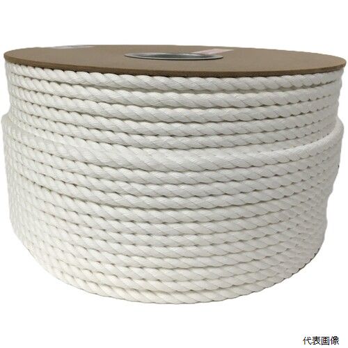 【特長】 ●手触りが良く扱い易い、耐候性、耐久性に優れた強度の強いロープです。 【用途】 ●各種結束、テント、タープ用など。 ●色：白 ●線径(mm)：9 ●長さ(m)：150 ●包装形態：ドラム巻 【材質／仕上】 ●ビニロン 【入数】 ●...