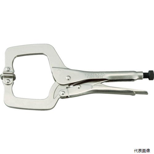 【特長】 ●先端が自在金具付（金具幅27mm）のため、角度のある対象物も広い面積でクランプできます。 【用途】 ●板金、溶接作業。 【仕様】 ●全長(mm)：290 ●最大締圧力(kN)：4 ●アゴ深さA(mm)：70 ●アゴ深さB(mm)...