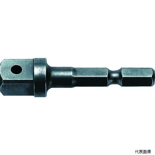 【特長】 ●電動ドライバーなどでもインパクトソケットの使用を可能にすることができます。 【用途】 ●電動ドライバーなどでボルト・ナット・ねじなどを締め付ける時の補助工具。 【仕様】 ●差込角(mm)：9.5 ●軸寸法(mm)：6.35 ●全...