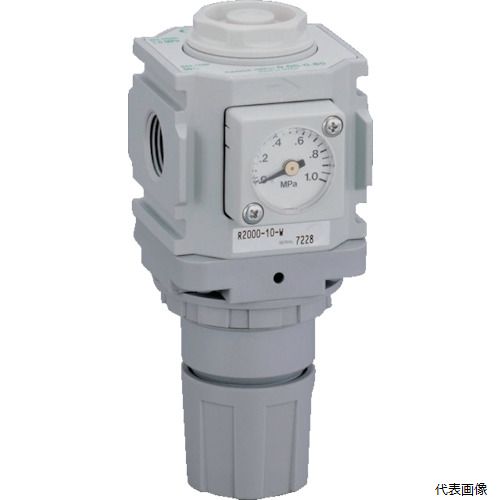 【特長】 ●空気の圧力を調整します。 ●圧力計埋め込み形のコンパクトレギュレータ（減圧弁）です。 ●圧力調整は片手でできます。ロックはワンプッシュで済みます。 ●設定圧力(MPa)：0.05〜0.85 ●使用圧力(MPa)：1 ●使用流体：...