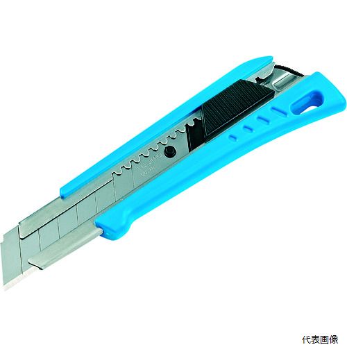 【特長】 ●オートロック式(ロック力25キロ)です。 ●頑丈な0.8mm厚ブレードホルダーを採用しています。 ●ボディー内に2枚の替刃を内蔵できます。 【用途】 ●超厚物切断用カッター 【仕様】 ●全長(mm)：158 ●刃厚(mm)：0....