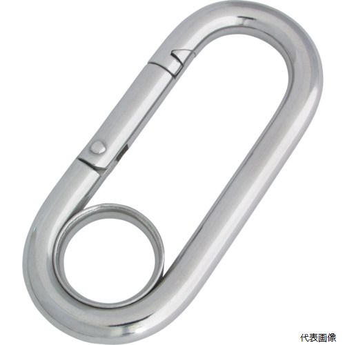 【特長】 ●リングが付いていますので、絡まりを防ぎます。 【用途】 ●チェーン・ワイヤ・ロープなどの連結金具として、また端末の金具のジョイントに。 【仕様】 ●使用荷重(kN)：0.78 ●D(mm)：6 ●L(mm)：65 ●S(mm)：...