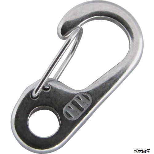 【特長】 ●フック部とチェーン・ロープを入れる部分が分かれています。 ●SUS316で、耐食性に優れます。 【用途】 ●産業機械関連、工具などの脱落防止用の補助金具として。 【仕様】 ●使用荷重(kN)：0.10 ●D(mm)：6 ●L(m...