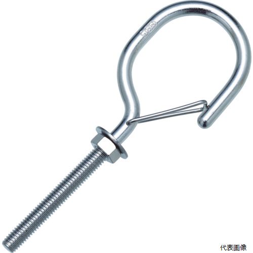 【特長】 ●フック付なので、掛けたものが不用意に外れにくくなっています。 【用途】 ●防鳥ネット取り付けなどに。 ●壁紙・床面・柱等に設置し、チェーン・ワイヤー・ロープの端末金具として。 【仕様】 ●ねじ径：M5 ●B(mm)：41 ●D(...