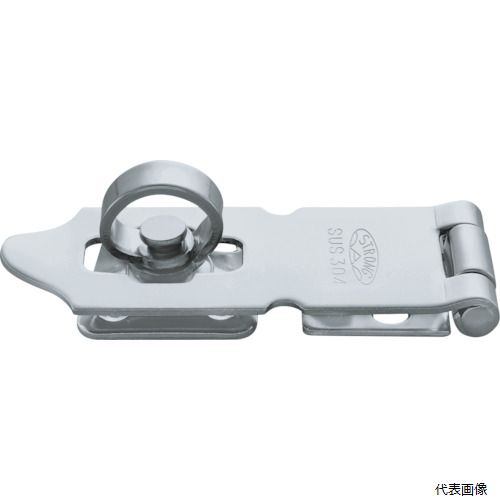 【特長】 ●多彩なサイズと強固な作りの掛金です。 【用途】 ●各種の扉、ロッカー、道具箱など。 【仕様】 ●色：シルバー ●B(mm)：15 ●L1(mm)：25 ●内径(mm)：5 ●袋入ねじ付 【材質／仕上】 ●ステンレス（SUS304...