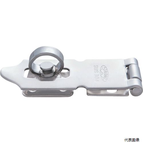 【特長】 ●多彩なサイズと強固な作りの掛金です。 【用途】 ●各種の扉、ロッカー、道具箱など。 【仕様】 ●色：シルバー ●B(mm)：20 ●L1(mm)：35 ●内径(mm)：6 ●袋入ねじ付 【材質／仕上】 ●ステンレス（SUS304...