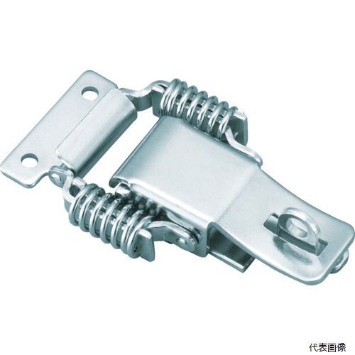 【特長】 ●バネ作用により振動に強いです。 【仕様】 ●本体取付穴寸法(mm)：3.2 ●受け穴寸法(mm)：3.2 ●鍵穴径(mm)：5 【材質／仕上】 ●冷間圧延鋼板（SPCC） ●表面処理：三価ユニクロメッキ仕上げ 【入数】 ●1PK...