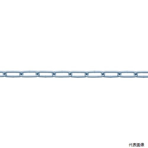 【特長】 ●切断済みチェーンですので、すぐにご使用いただけます。 【用途】 ●間仕切り・転倒防止。 【仕様】 ●全長(m)：5 ●線径d(mm)：3.0 ●内長P(mm)：21 ●内幅W(mm)：5 ●使用荷重(kN)：0.49 ●袋入 【...