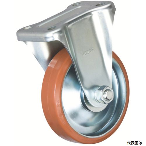 【特長】 ●ゴム車輪に比べ、重荷重の使用に適します。 ●床面を汚さず、美観保持ができます。 ●耐摩耗性に優れています。 【用途】 ●油分がある路面での各種手押し運搬台車に最適です。 【仕様】 ●許容荷重(daN)：176.4 ●許容荷重(k...