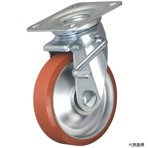 【特長】 ●ゴム車輪に比べ、重荷重の使用に適します。 ●床面を汚さず、美観保持ができます。 ●耐摩耗性に優れています。 【用途】 ●油分がある路面での各種手押し運搬台車に最適です。 【仕様】 ●許容荷重(daN)：245 ●許容荷重(kgf...