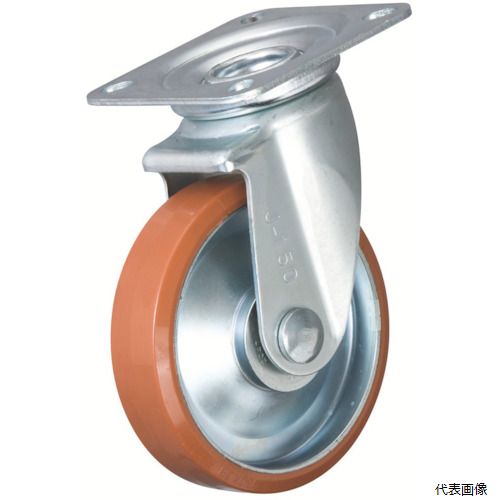 【特長】 ●ゴム車輪に比べ、重荷重の使用に適します。 ●床面を汚さず、美観保持ができます。 ●耐摩耗性に優れています。 【用途】 ●油分がある路面での各種手押し運搬台車に最適です。 【仕様】 ●許容荷重(daN)：294 ●許容荷重(kgf...