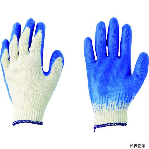 【特長】 ●10ゲージ薄手手袋に天然ゴム引き加工をした手袋です。 ●摩耗性・耐久性・吸汗性に優れています ●通気性が良く汗蒸れを軽減 【用途】 ●仕分け作業、梱包作業、運搬作業、農作業、園芸作業などに。 【仕様】 ●色：ベージュ/青 ●サイ...