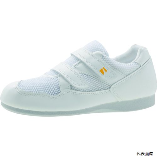 【特長】 ●安定した静電性能です。 ●通気性に優れたメッシュ素材をアッパーに豊富に使用しています。 ●耐久性に優れた靴底です。 【仕様】 ●寸法(cm)：26.0 ●足幅サイズ：EEE ●色：ホワイト ●規格：JIST8103(一般静電作業...