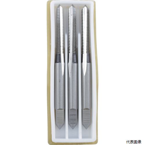 【特長】 ●通り穴・止まり穴共に使用可能です。 ●高速度鋼(HSS-E)のタップセットです。 【用途】 ●被削材：一般鋼、低・中炭素鋼、合金鋼。 【仕様】 ●精度：JIS2級 ●呼び寸法：M5 ●ピッチ(mm)：0.8 ●ねじ長さ(mm)：...